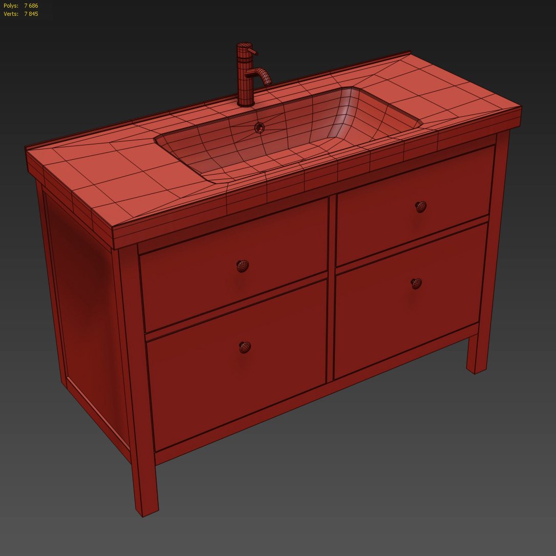IKEA HEMNES ODENSVIK Sink Cabinet With 4 Drawers - 3D Model for VRay ...