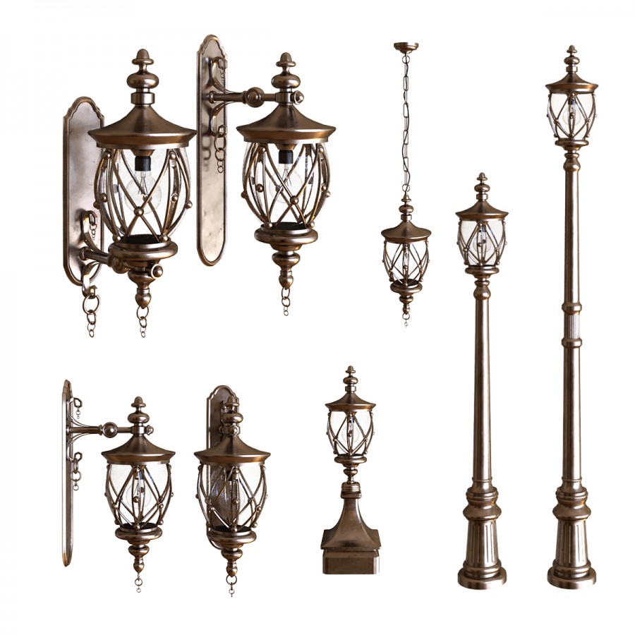 Exterior Light Set 001 Low-poly 3d Model 3D Model for VRay, Corona | CGMood