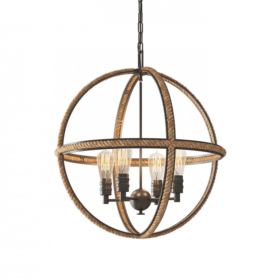 Shades Of Light Rope Ring Chandelier - 4 Light - 3D Model for VRay, Corona