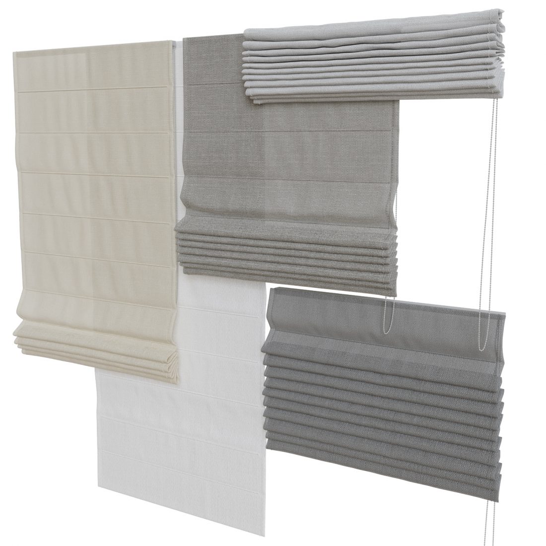 Set Of Roman Blinds_4 - 3D Model for VRay, Corona