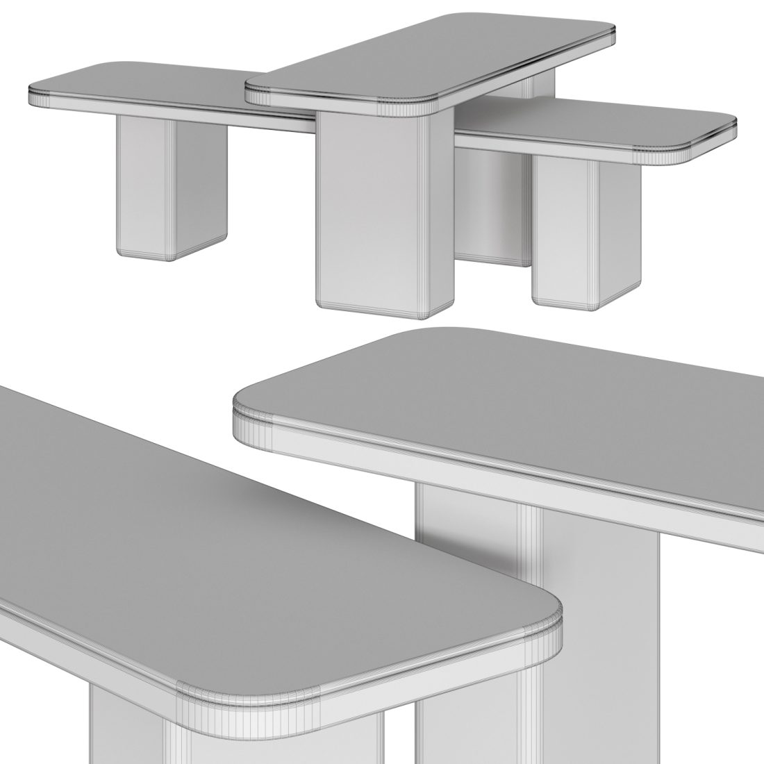 Fiam Italia Lands Coffee Tables - 3D Model for VRay, Corona
