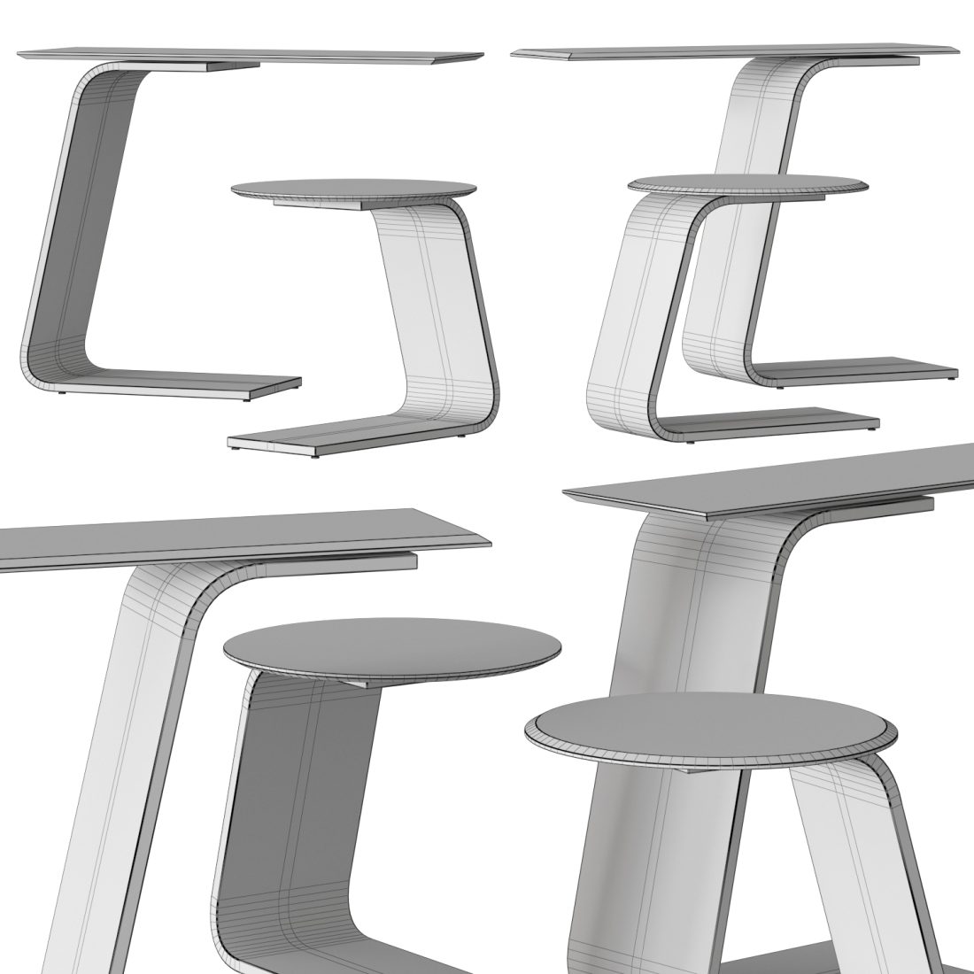 Reflex Oh Coffee & Console Tables - 3D Model for VRay, Corona