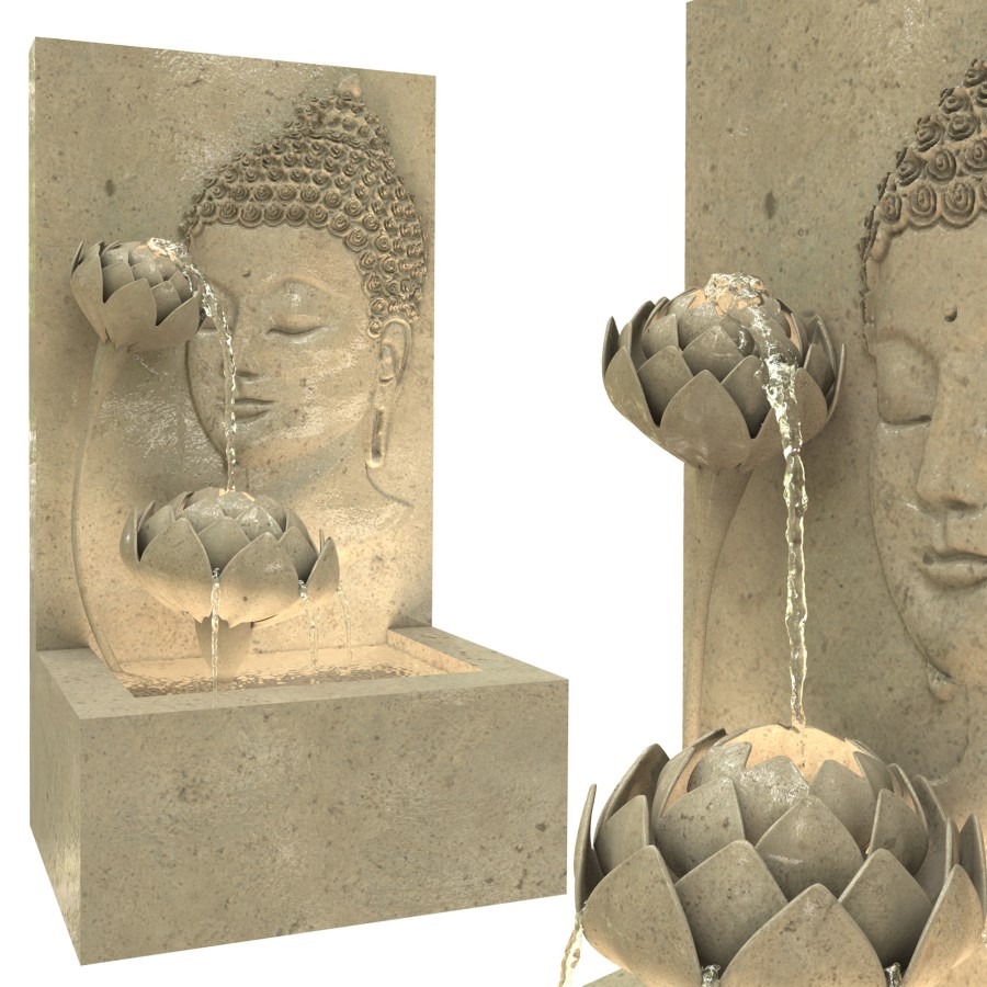 Buddha Wall Fountain - 3D Model for VRay, Corona