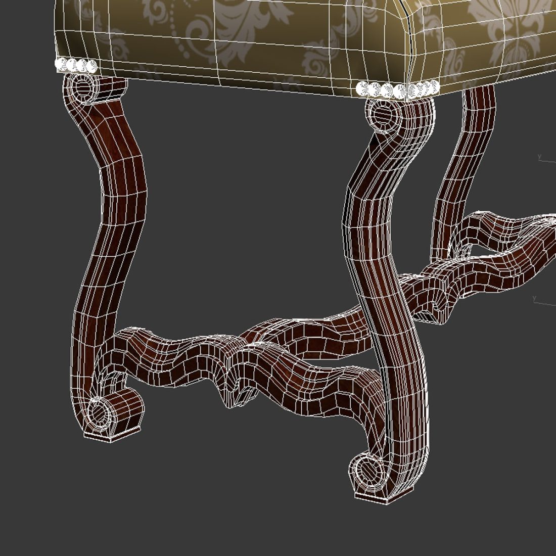 French Provincial Louis Xv Style Carved Bench - 3D Model for VRay