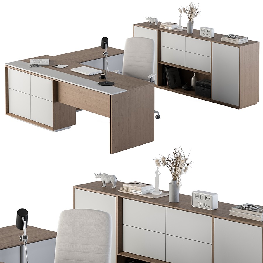 Office Furniture Desk And Console - Manager Set 34 3D Model for VRay ...