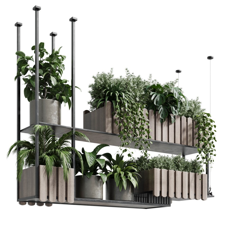 Hanging Box Potted Plants 260 - 3D Model for VRay, Corona