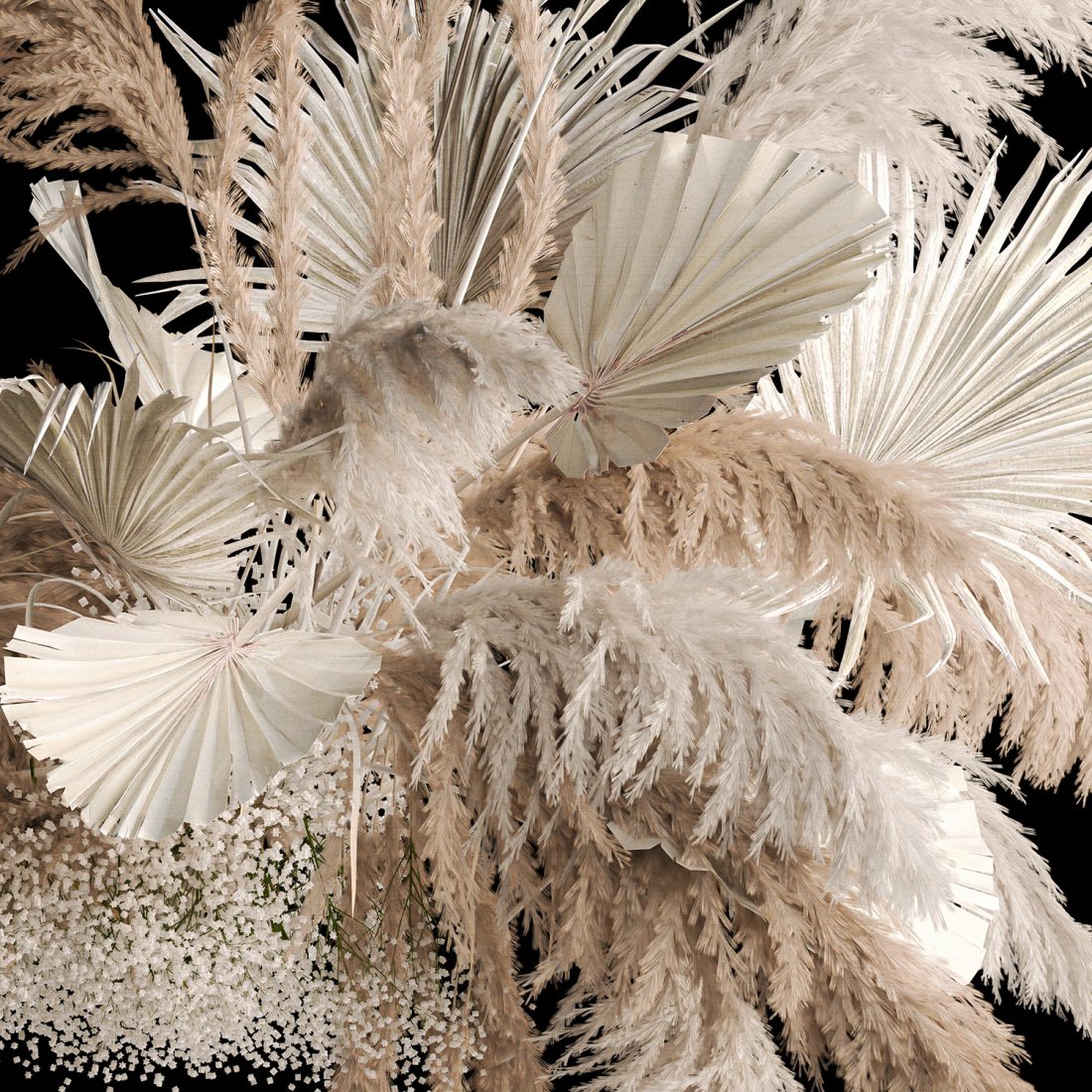 Hanging Bouquet Of Dry Reeds For Decoration - 3D Model for VRay