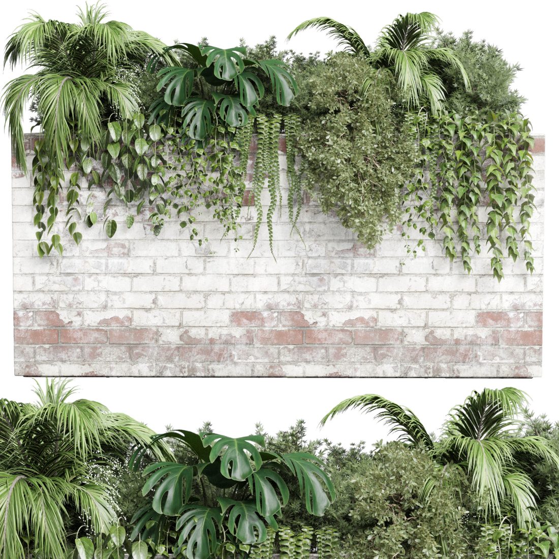Brick Box Plants On Stand Set Outdoor Plant 117 3D Model for VRay ...