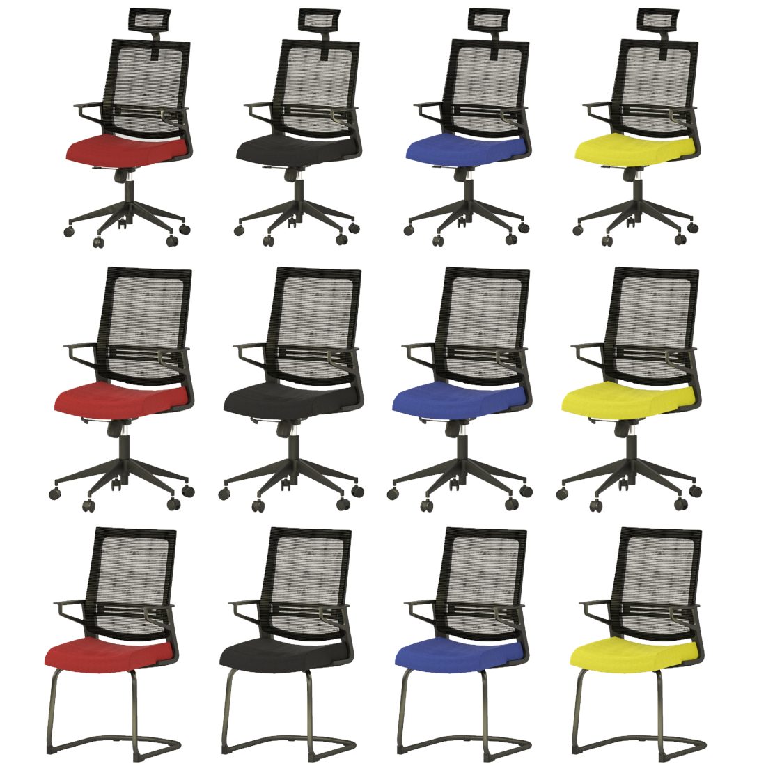 Office Chair Set 05 - 3D Model for VRay