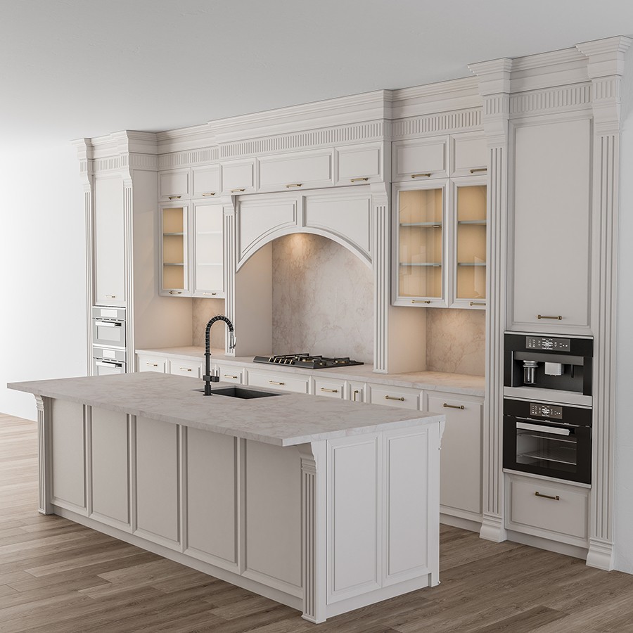 Kitchen Neo Classic White - Set 47 - 3D Model for VRay, Corona