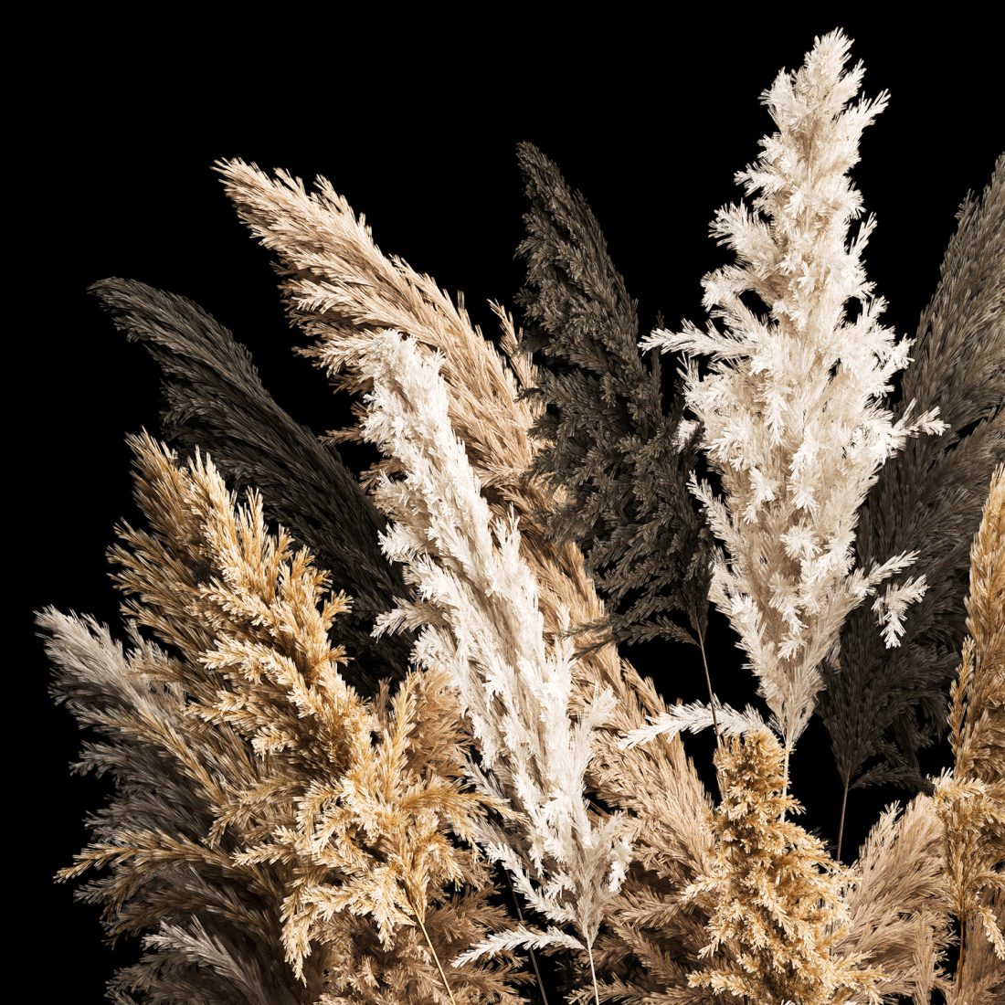 Deorative Bouquet In A Concrete Vase Of Dry Reeds - 3D Model for VRay