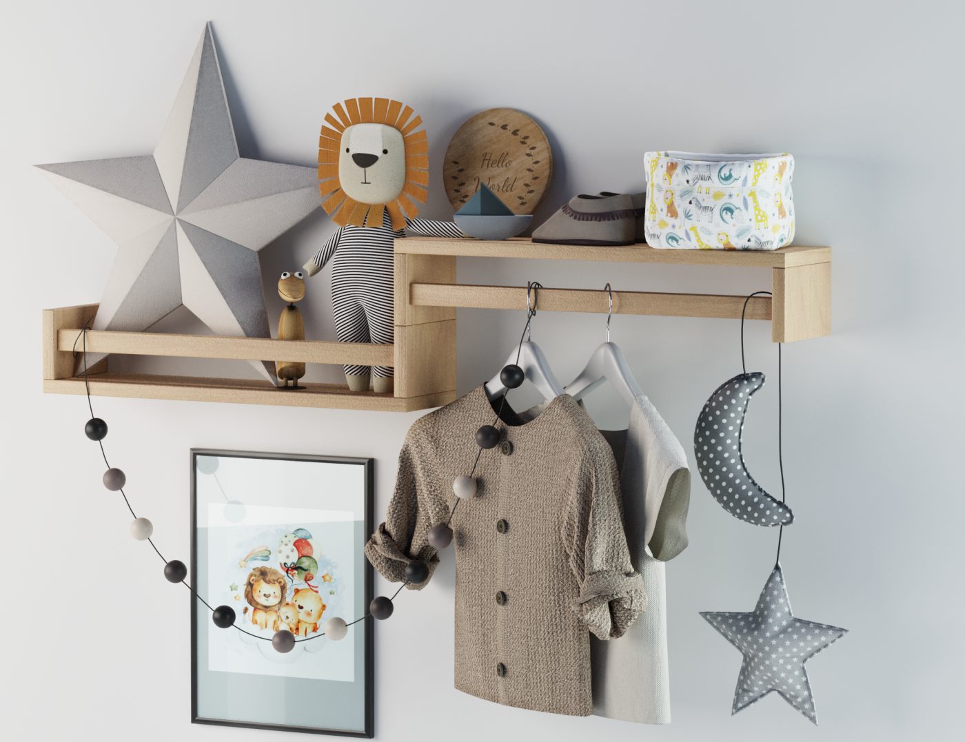 Kids Shelf Set 02 3D Model for Corona | CGMood