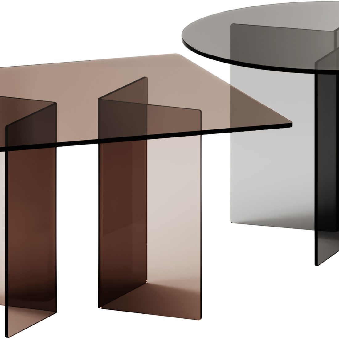 Fiam Italia Corner Glass Tables - 3D Model for Corona