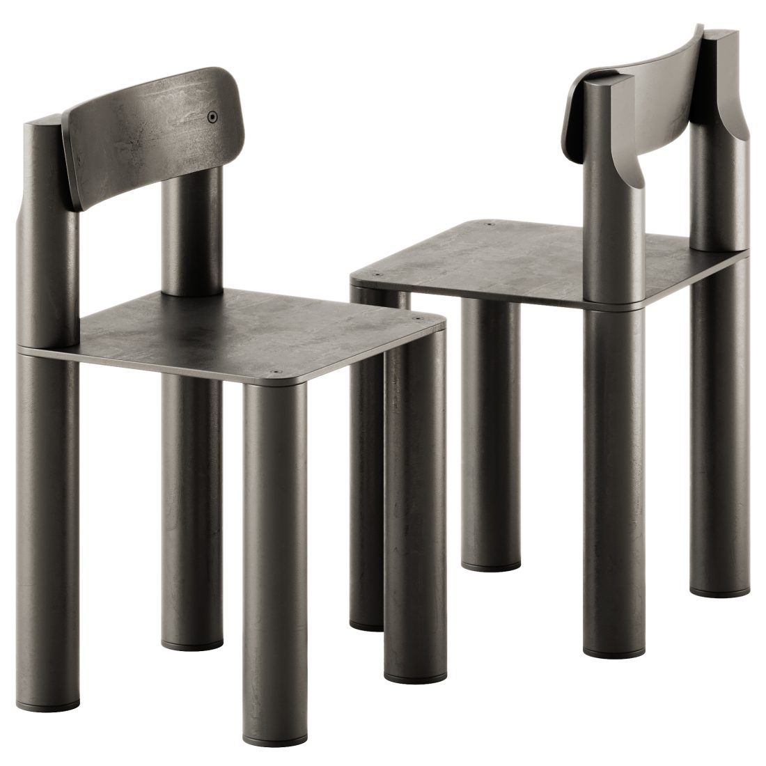 Found Silo Open Back Aluminium Chair - 3D Model for Corona
