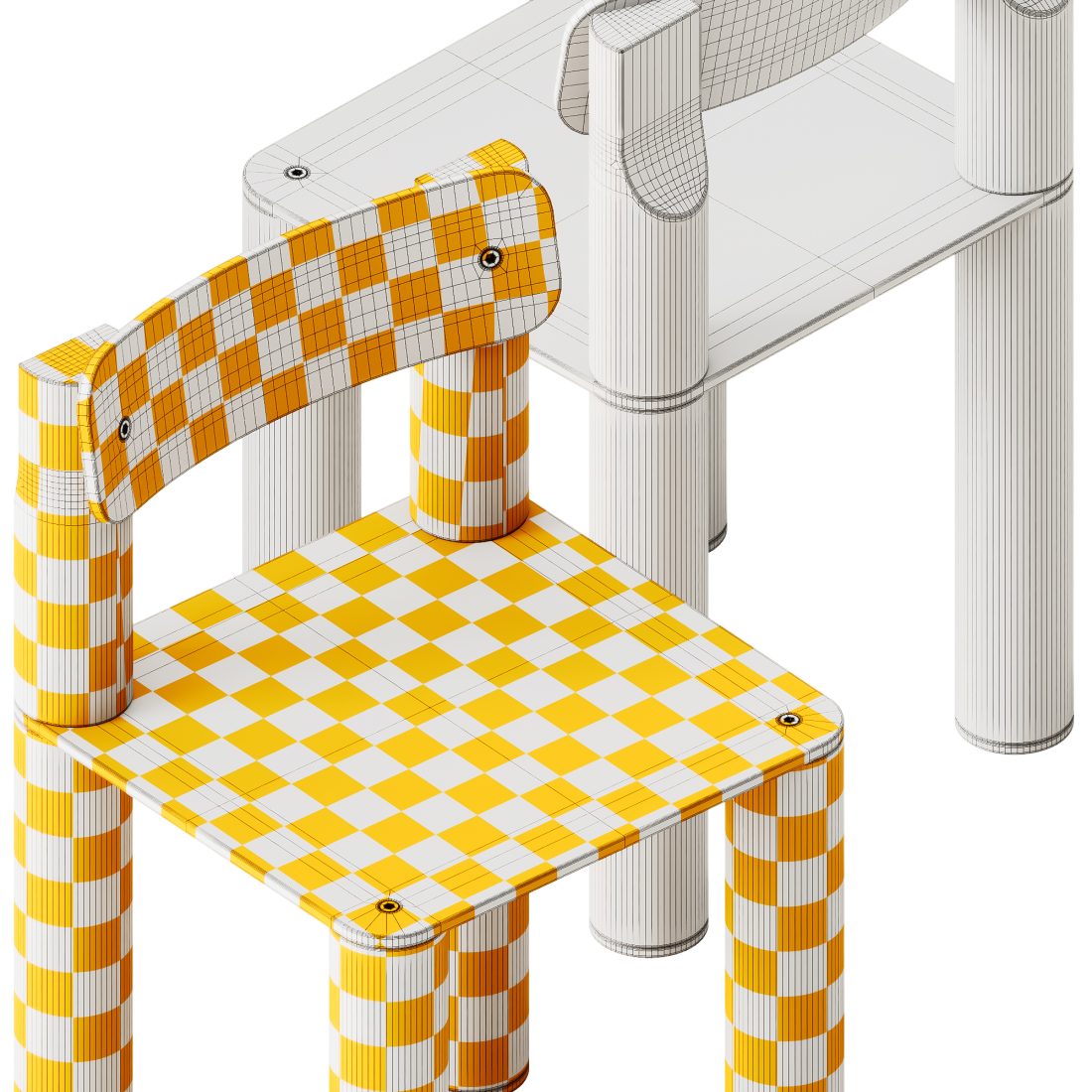 Found Silo Open Back Aluminium Chair - 3D Model for Corona