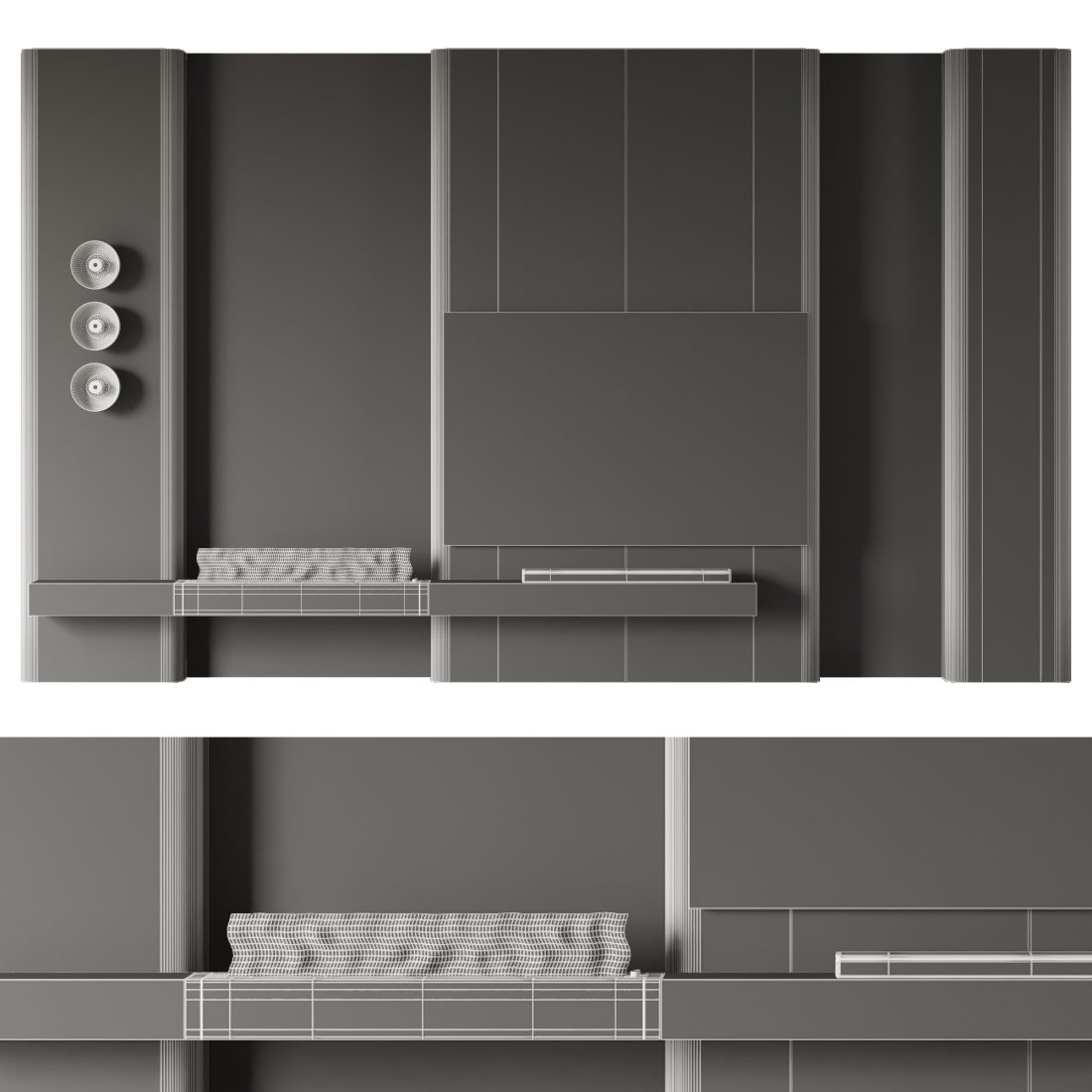 Tv Panel №9 - 3D Model for VRay, Corona