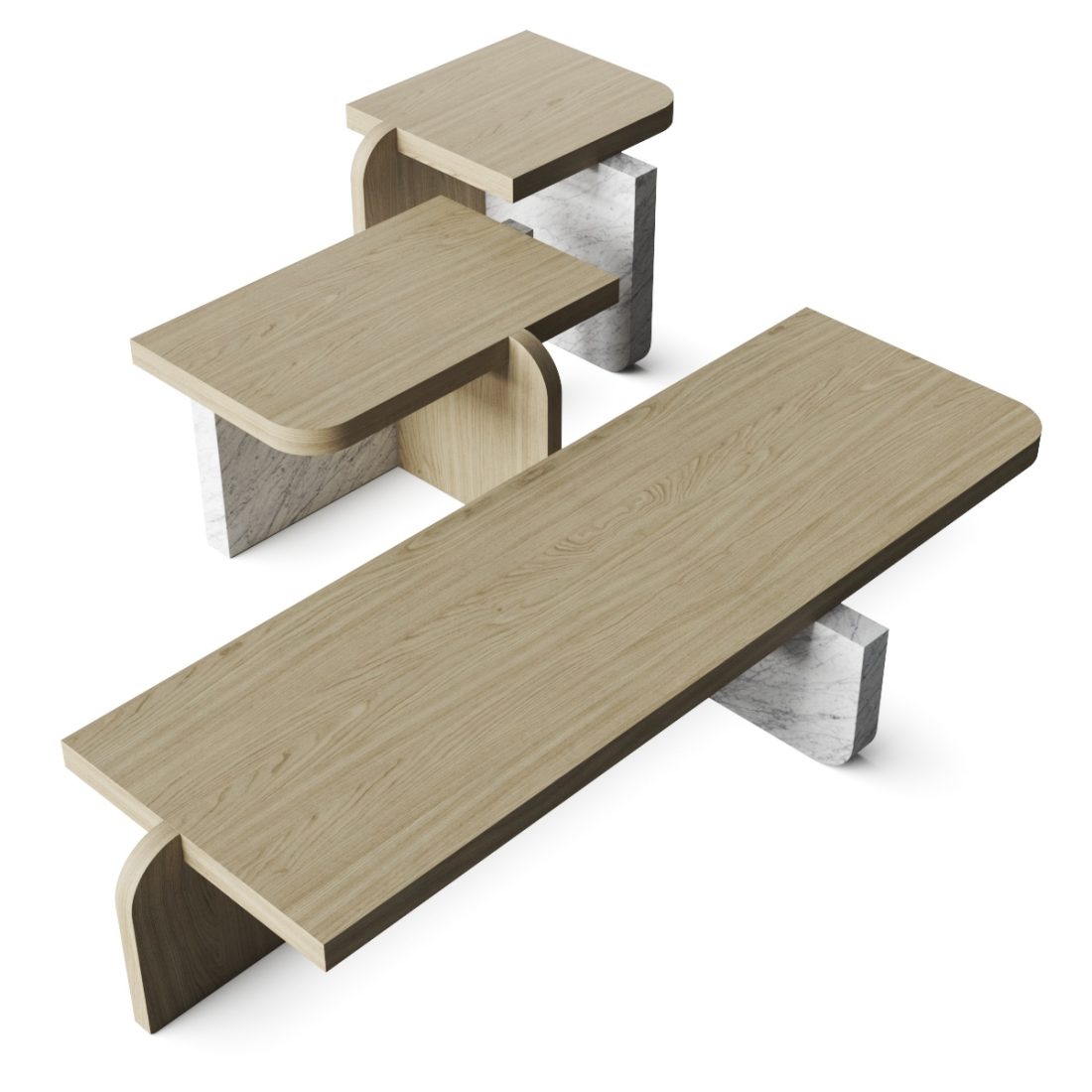 Linteloo Offset Coffee Tables - 3D Model for VRay, Corona