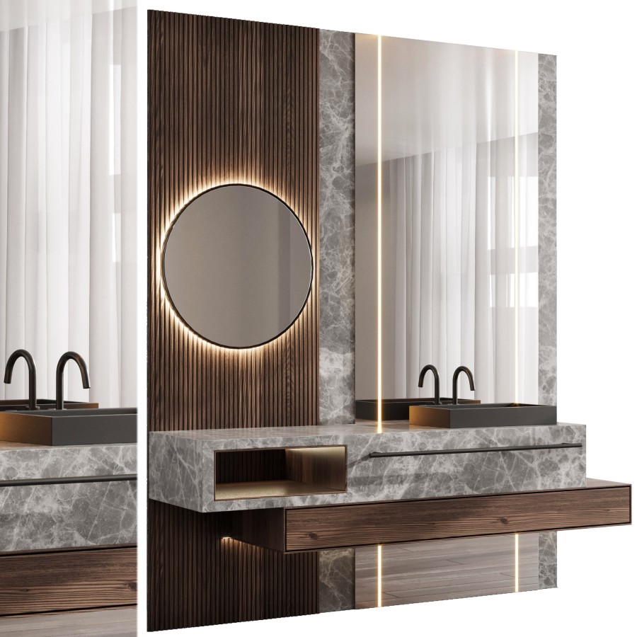 Bathroom Furniture By Fauset Omnires Y Set 51 - 3D Model for VRay, Corona