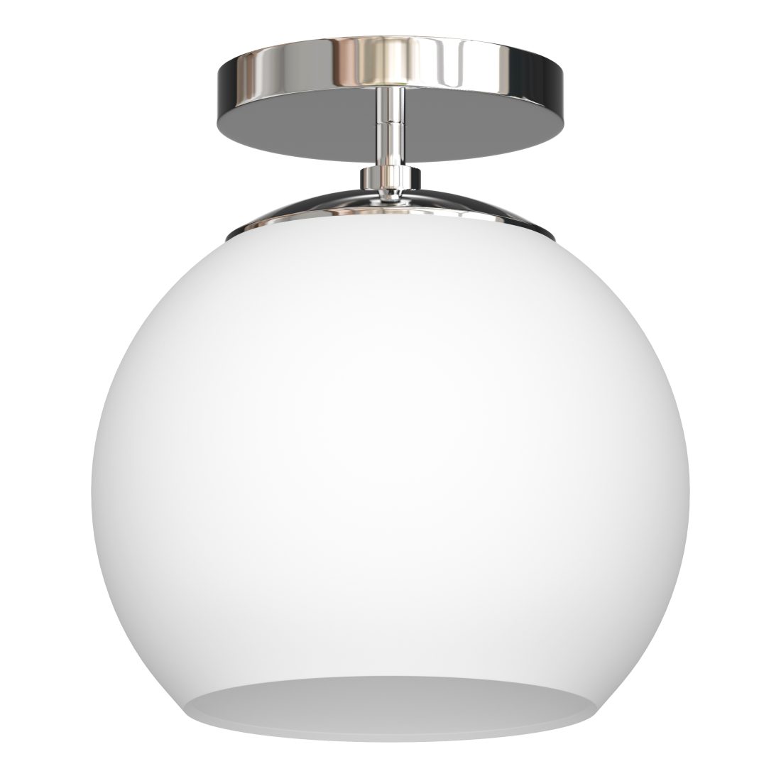 Wide Semi Flush Mount With Glass Shade In Brass Wh - 3D Model for VRay