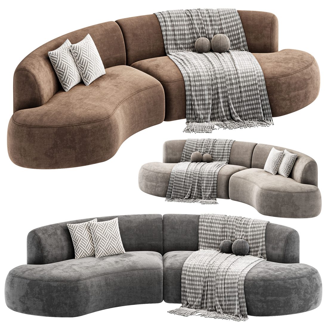 Opal Outdoor 2 Piece Curved Sectional Sofa By High 3D Model for Corona ...