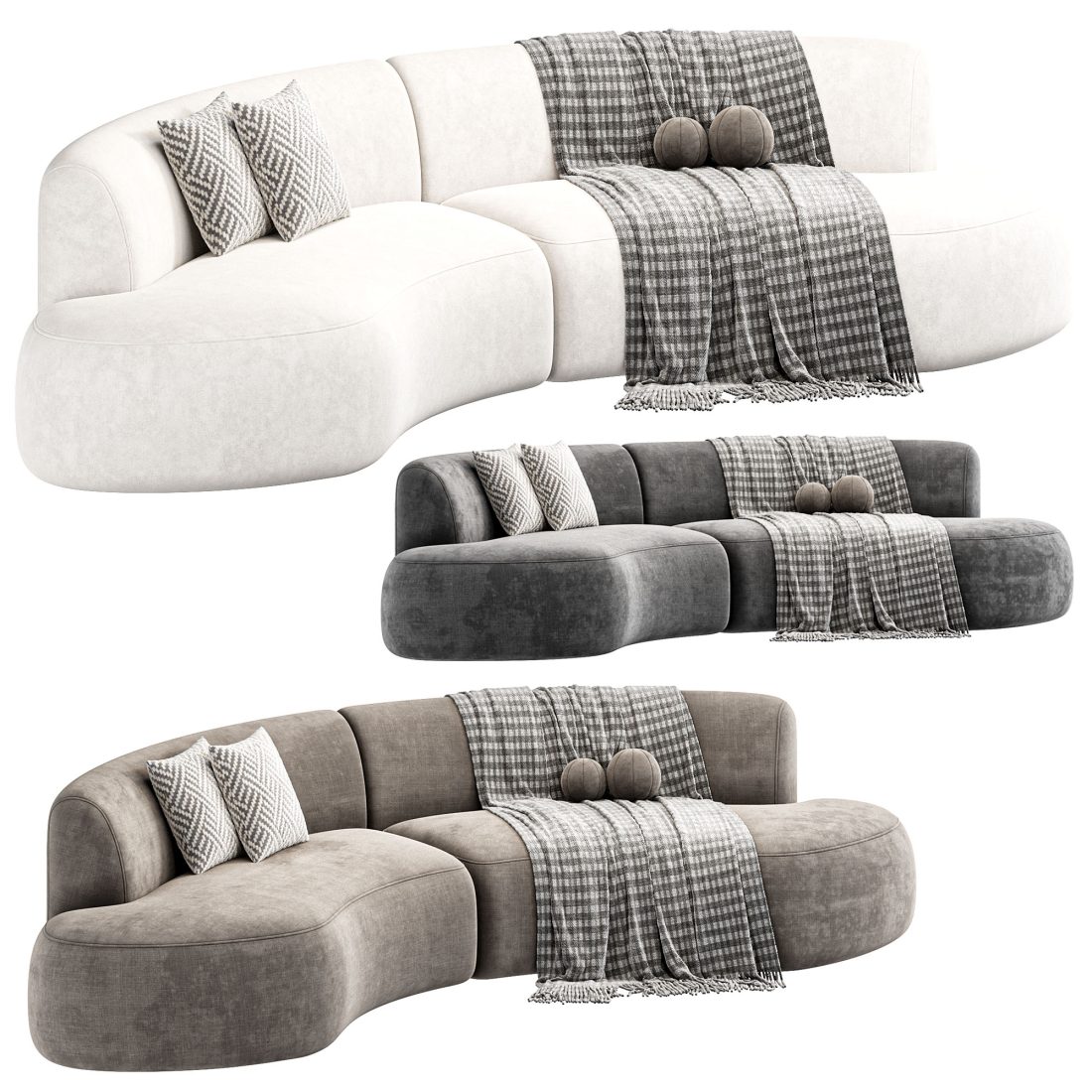 Opal Outdoor 2 Piece Curved Sectional Sofa By High 3D Model for Corona ...