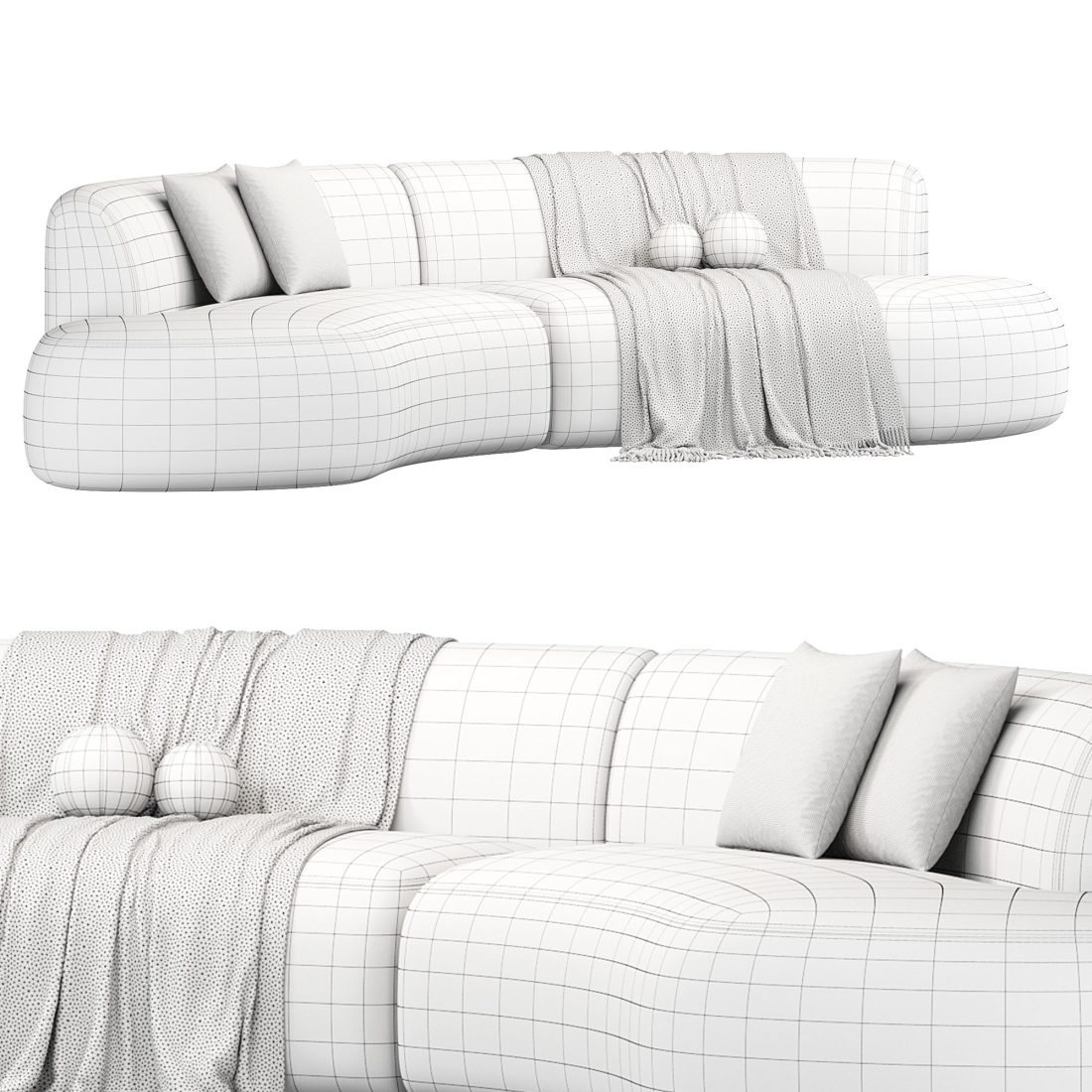 Opal Outdoor 2 Piece Curved Sectional Sofa By High 3D Model for Corona ...
