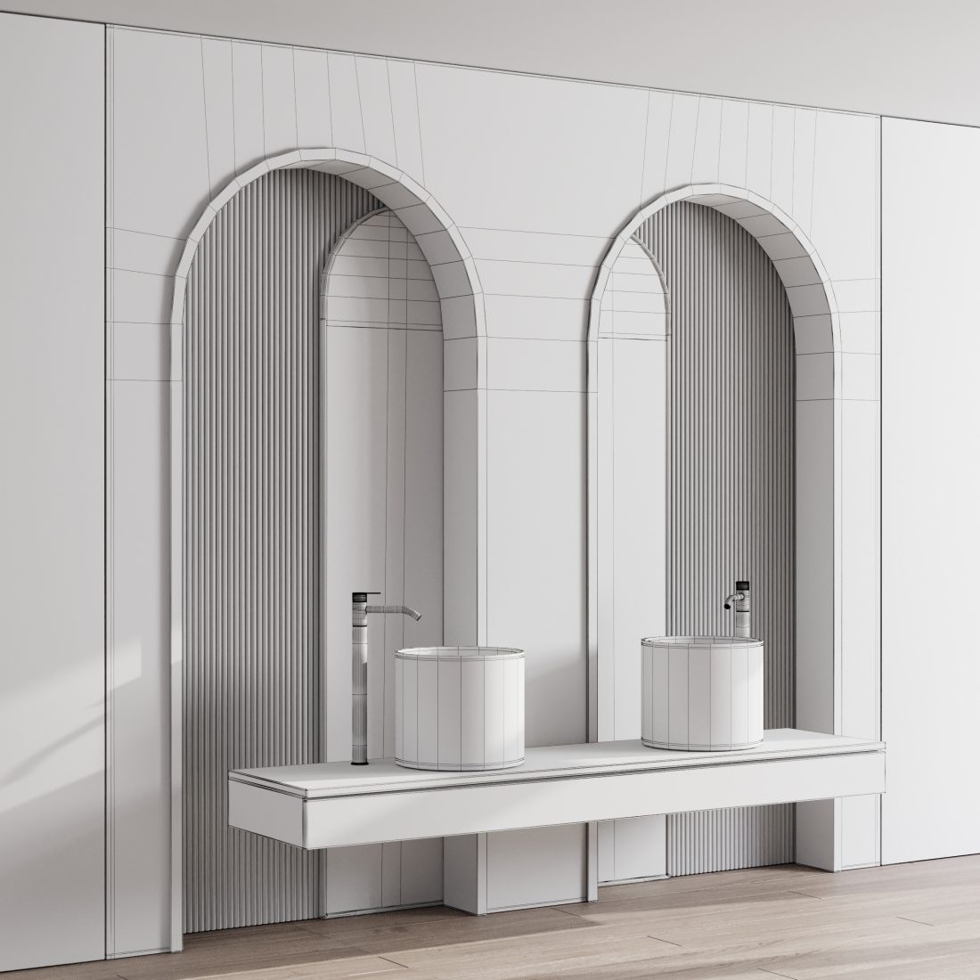 Bathroom Furniture By Fauset Inbani Set 57 - 3D Model for VRay, Corona