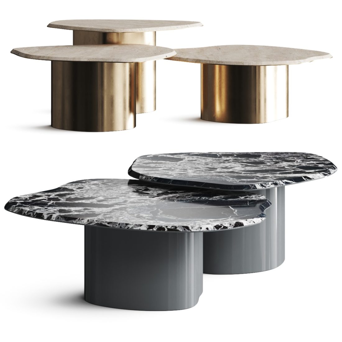 Secolo Fragment Coffee Tables - 3D Model for VRay, Corona