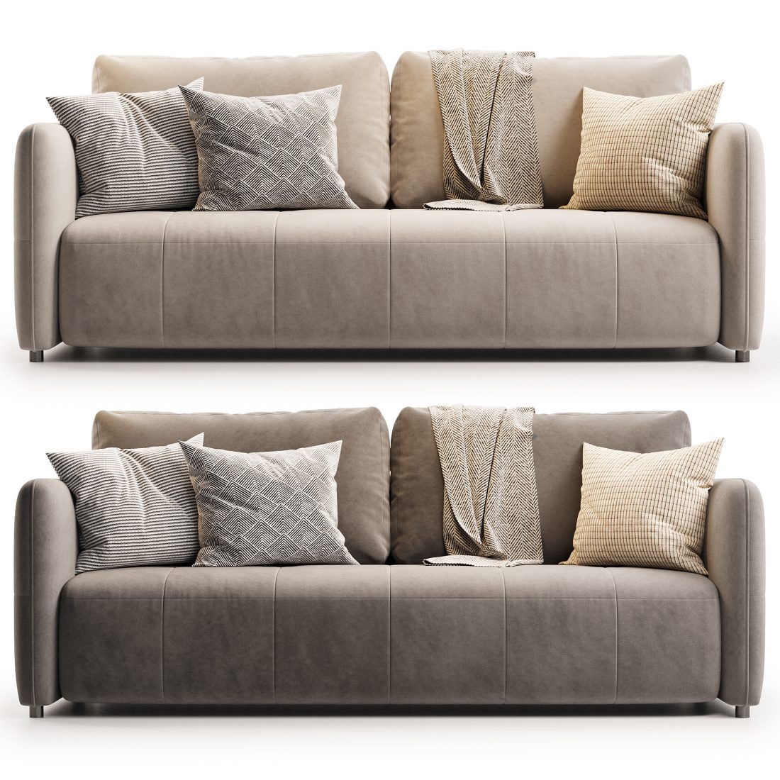 Brent Sofa Velvet - 3D Model for VRay, Corona