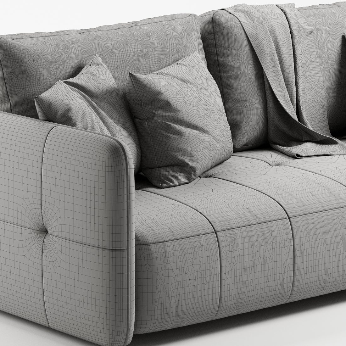 Brent Sofa Velvet - 3D Model for VRay, Corona