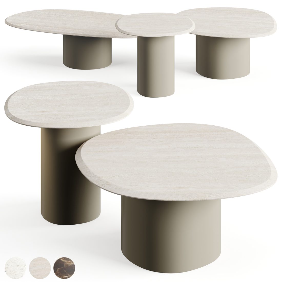 Carpanese Home Pebble Stone Table 3D Model for VRay, Corona | CGMood