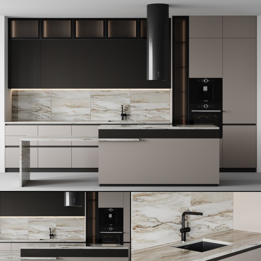Kitchen Modern-027 3D Model for VRay, Corona | CGMood