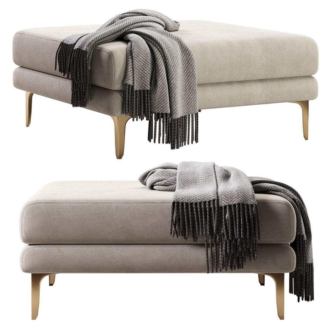 Adams Ottoman - 3D Model for Corona