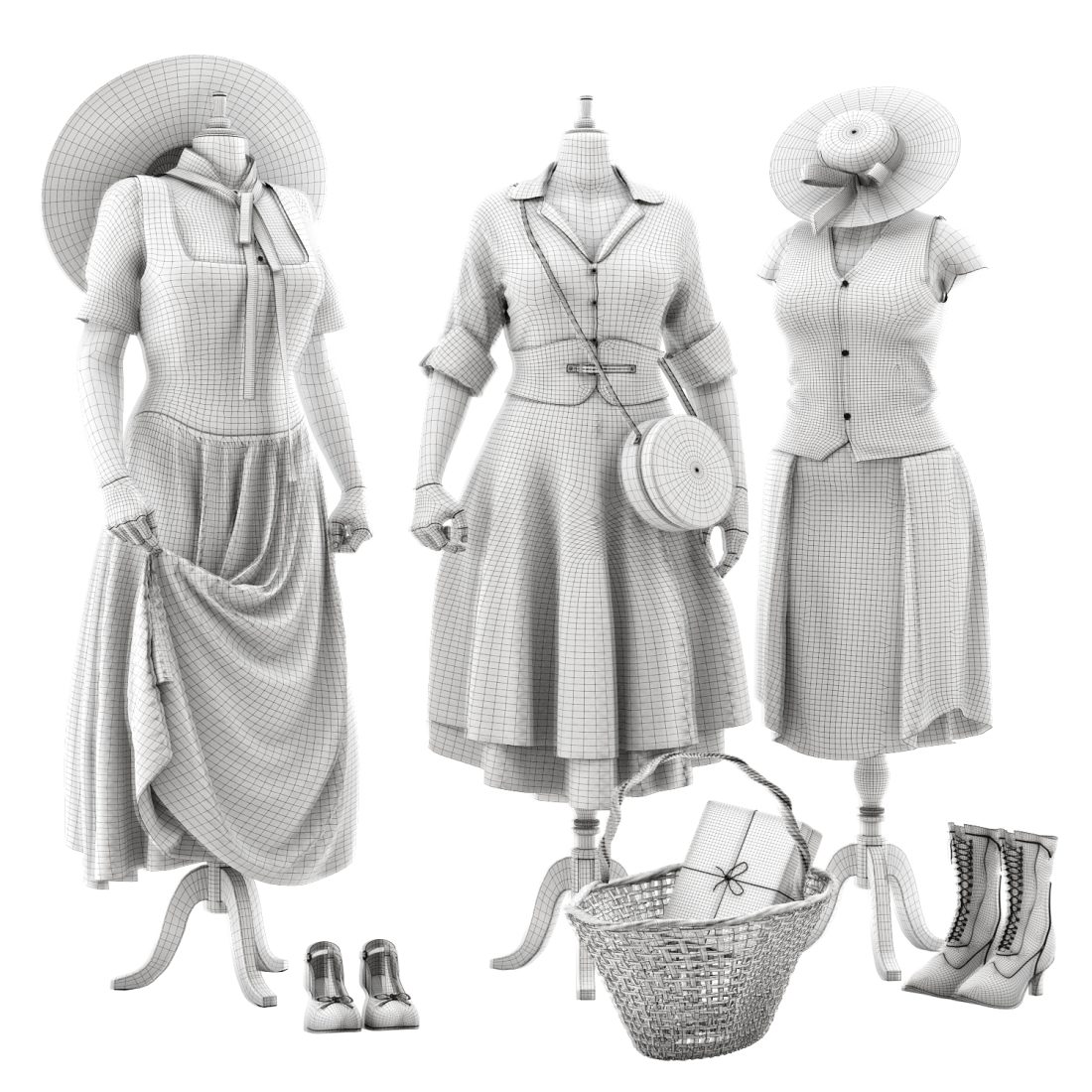Vintage Clothing Collection03 - 3D Model for Corona