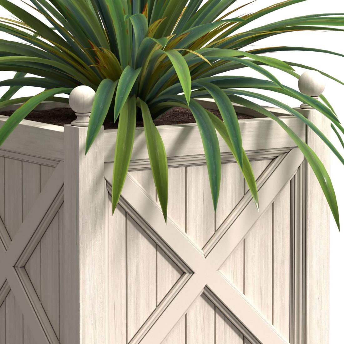 Plant In Wood Plant Box Timber Wood Planter - 3D Model for VRay, Corona