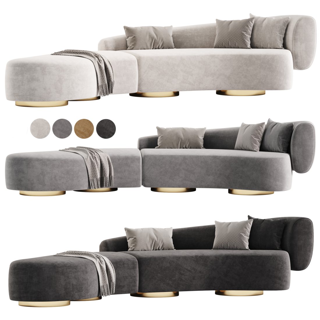 Repose Chaise Sofa By Okha - 3D Model for Corona