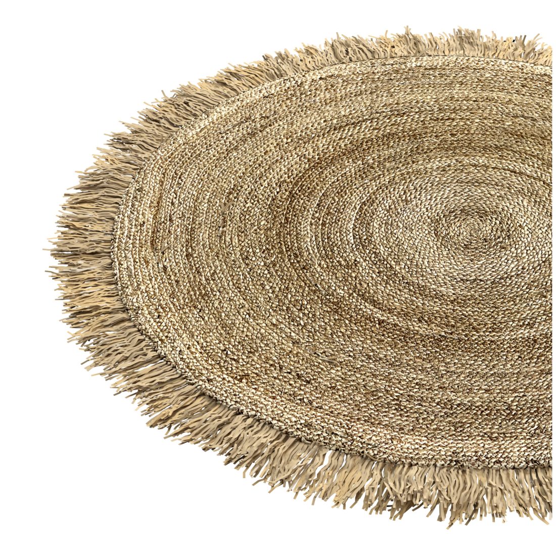 Hand Woven Rafia Jute Braided Rug Round Natural - 3D Model for VRay, Corona