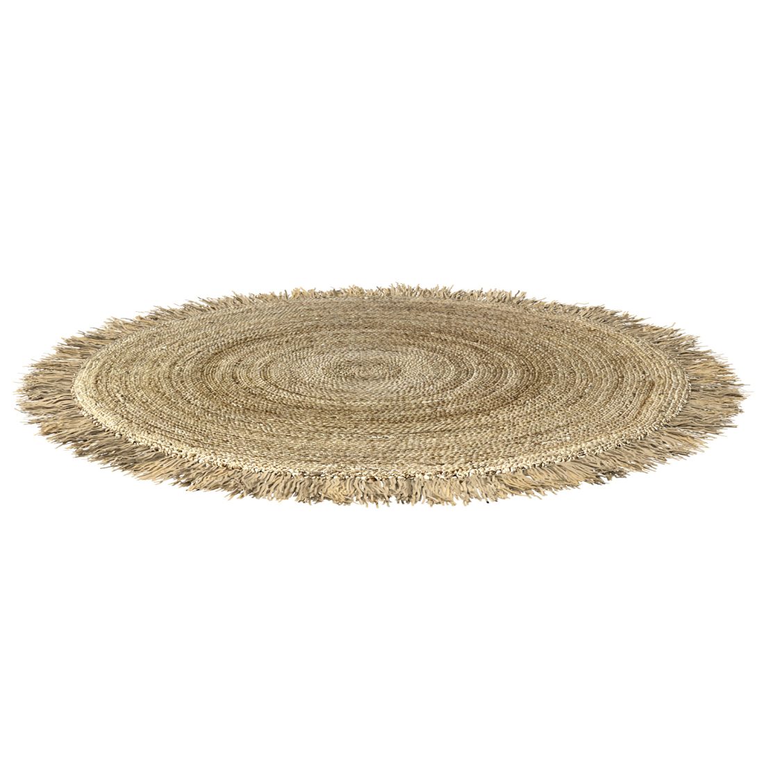 Hand Woven Rafia Jute Braided Rug Round Natural - 3D Model for VRay, Corona