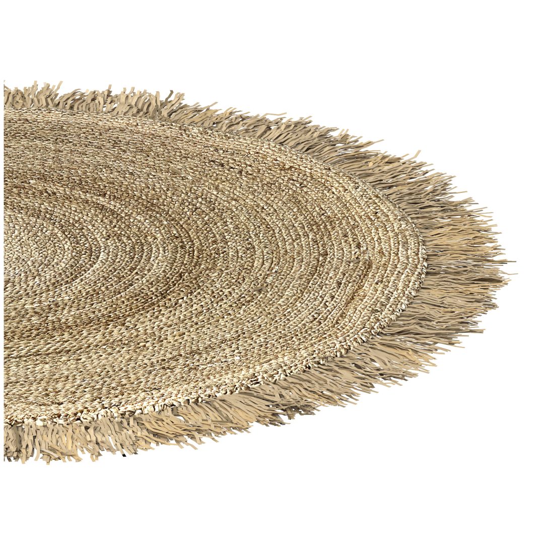 Hand Woven Rafia Jute Braided Rug Round Natural - 3D Model for VRay, Corona