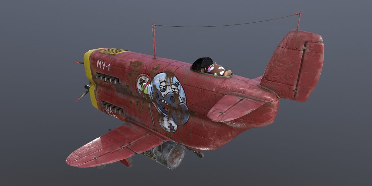 Stylized Realistic Red Airplane - 3D Model for