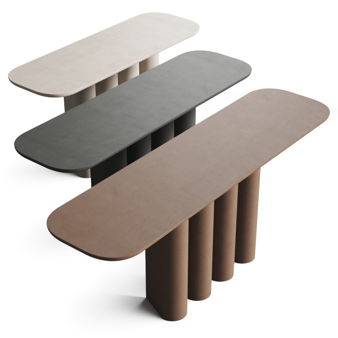 Bonaldo Geometric Clay Console Tables - 3D Model for VRay, Corona