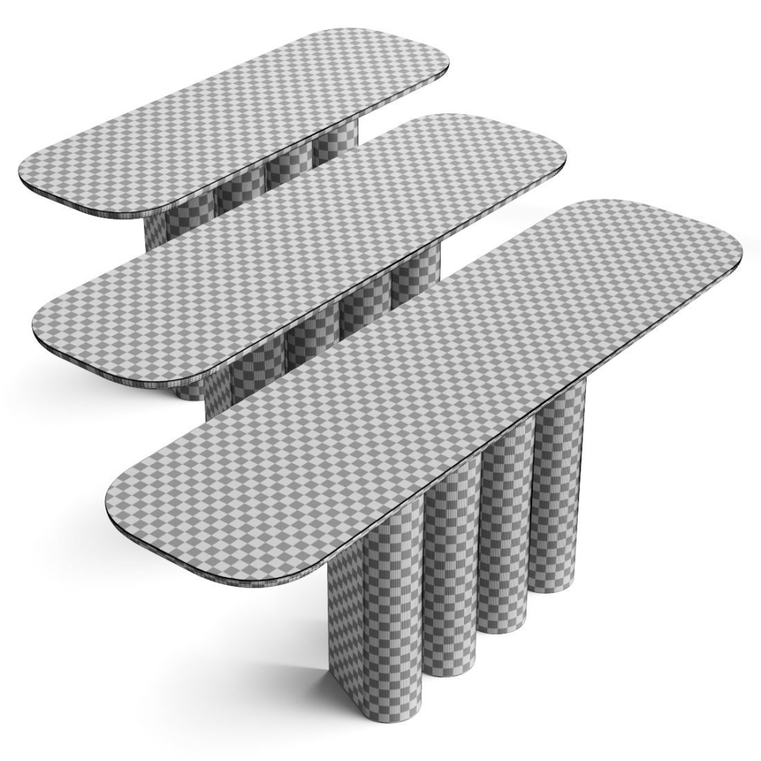 Bonaldo Geometric Clay Console Tables - 3D Model for VRay, Corona