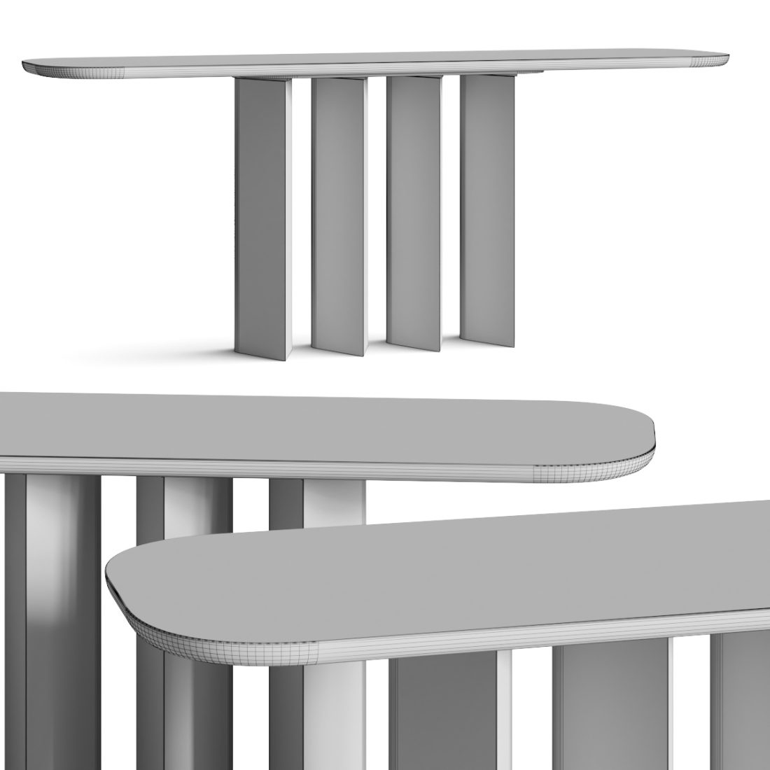 Bonaldo Geometric Clay Console Tables - 3D Model for VRay, Corona