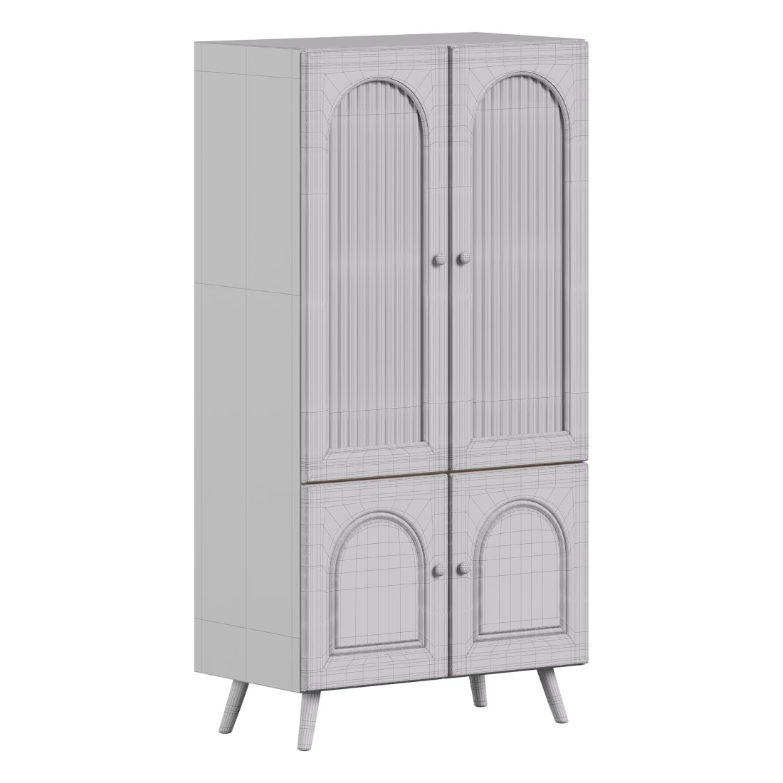Cabinet Included White Closed Back Wooden Standard - 3D Model for Corona