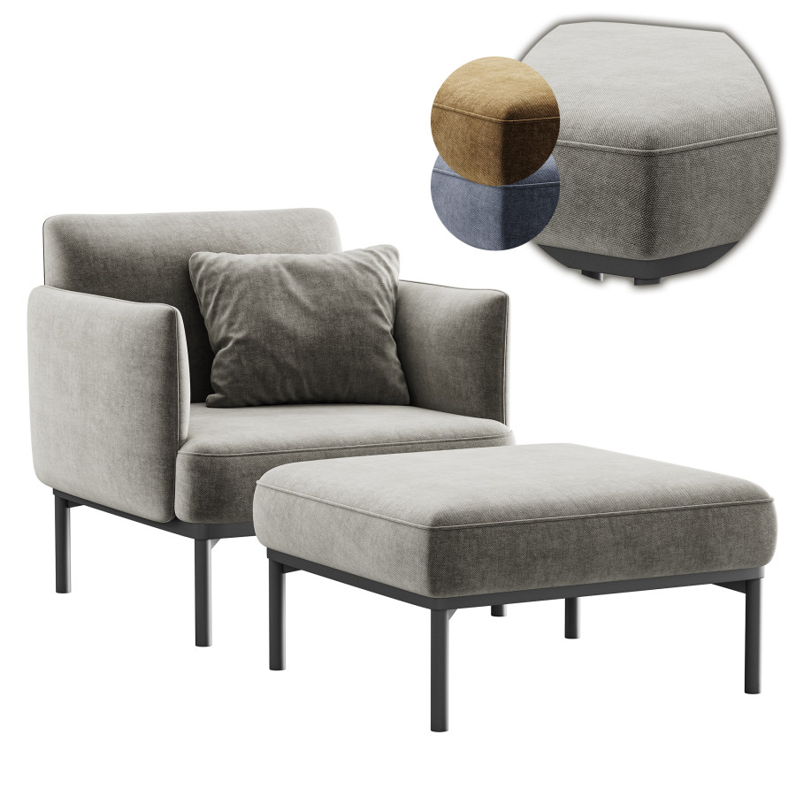 Penn Chair And Ottoman Set - 3D Model for Corona