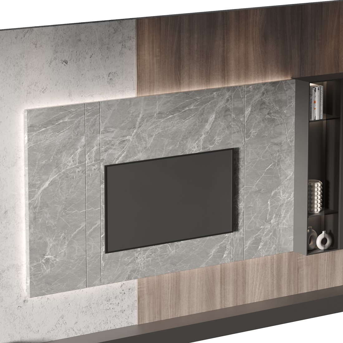 Tv Wall Set 034 - 3D Model for Corona