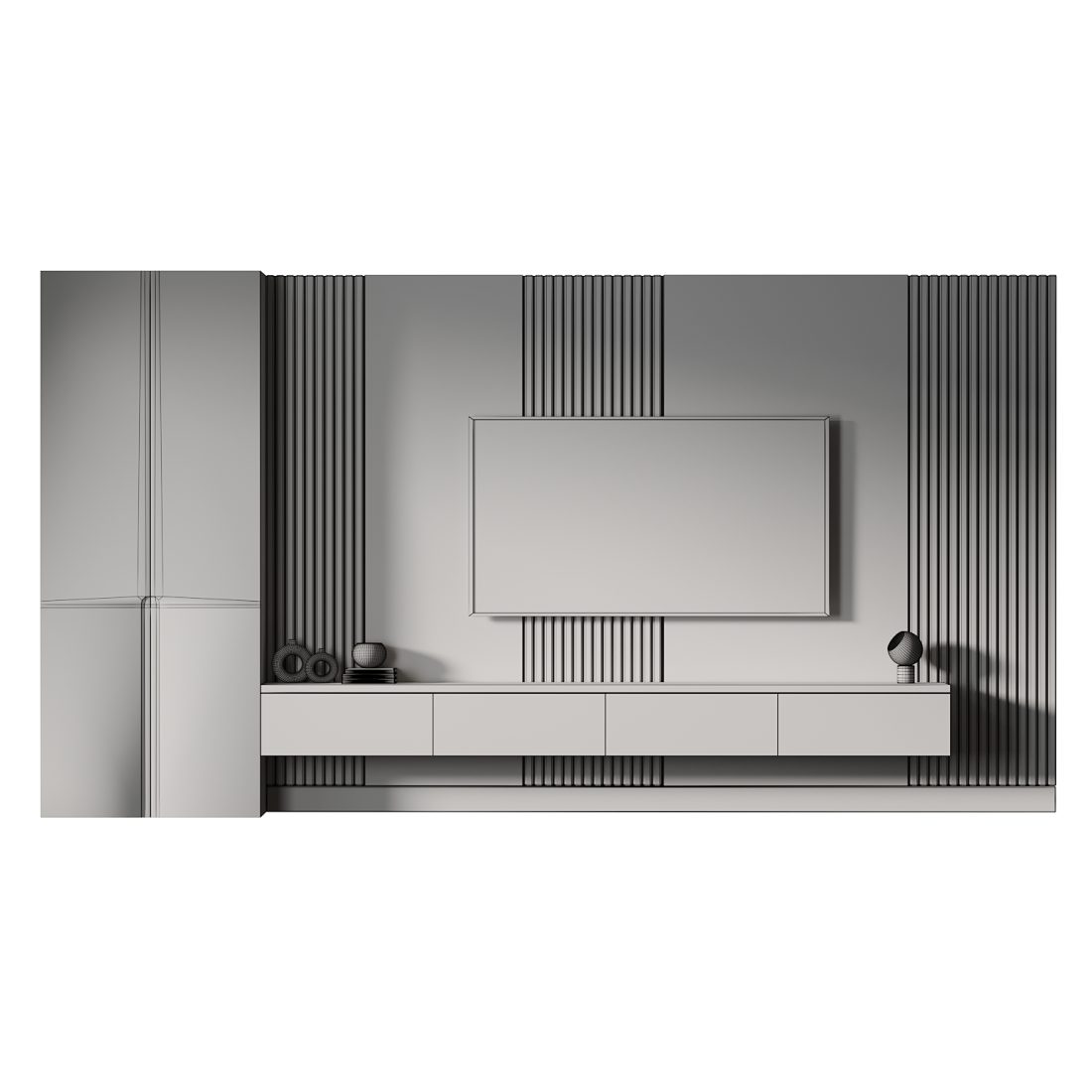 Tv Wall Set 038 - 3D Model for Corona
