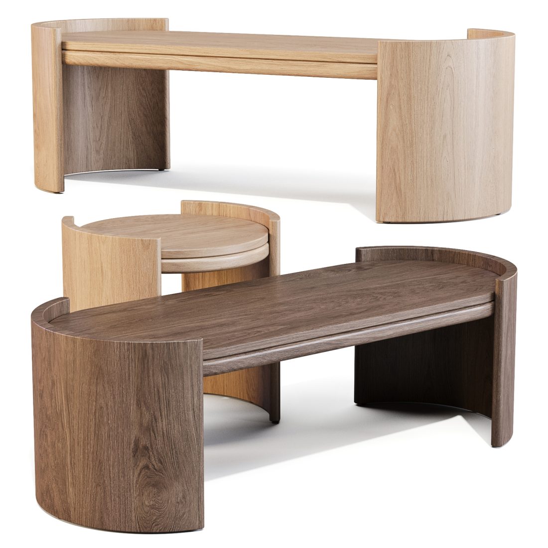 Parla: Hug-m Wood - Coffee And Side Table - 3D Model for Corona