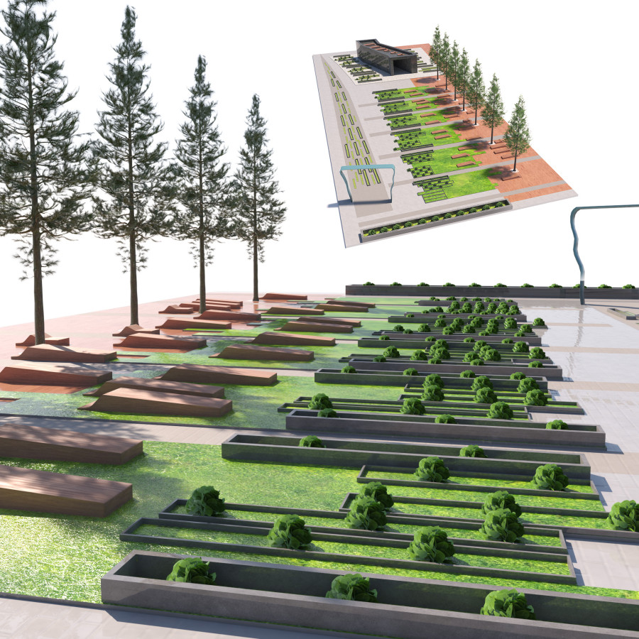 Low-poly Park Landscape - Game Ready - 3D Model for VRay, Corona