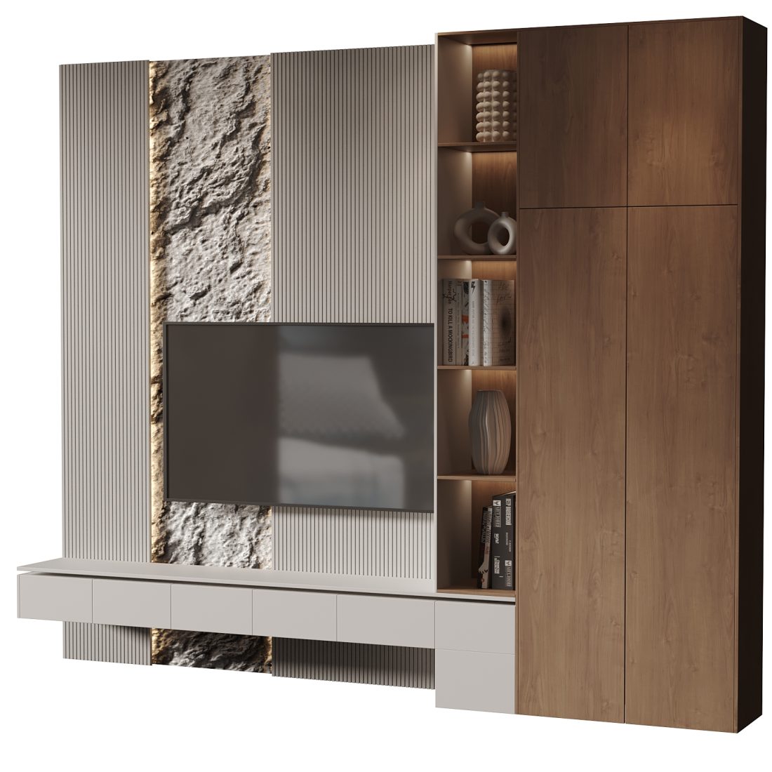 Tv Wall Set 041 - 3D Model for Corona